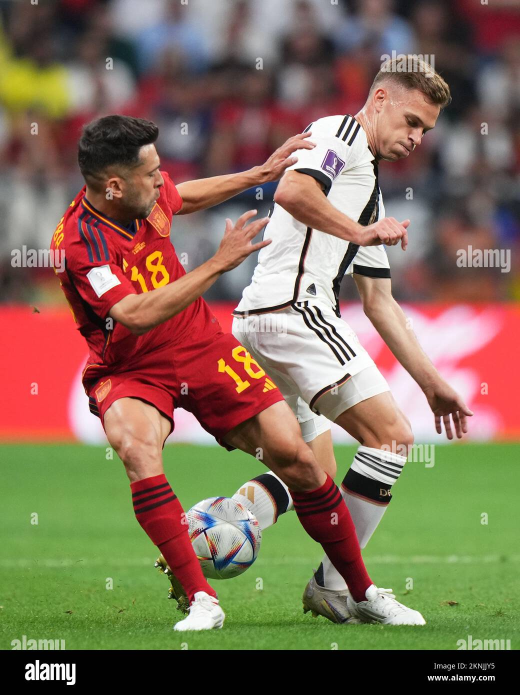 Al Khor, Qatar. 27th Nov, 2022. Joshua Kimmich of Germany and Jordi ...