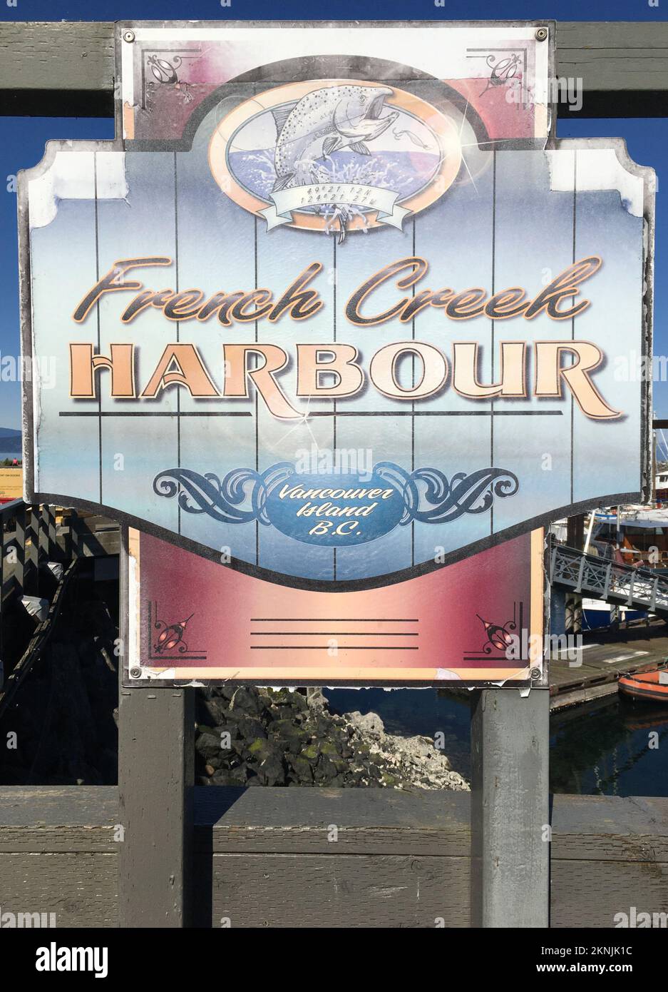 French Creek Harbour town sign in Parksville, Vancouver Island, British ...