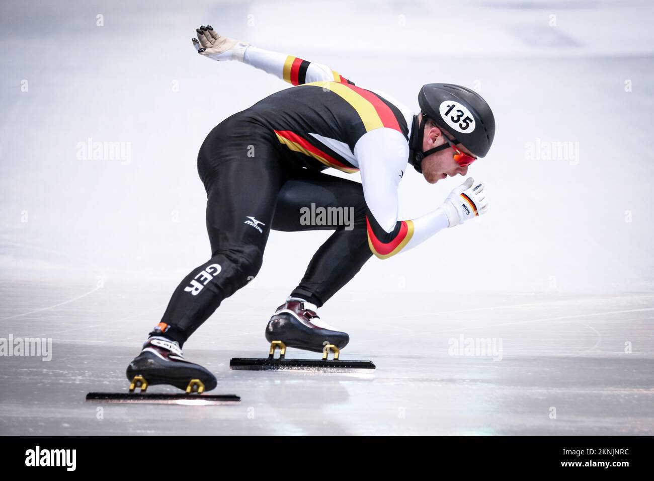 Dresden, Germany, February 01, 2019: German speed skater competes ...