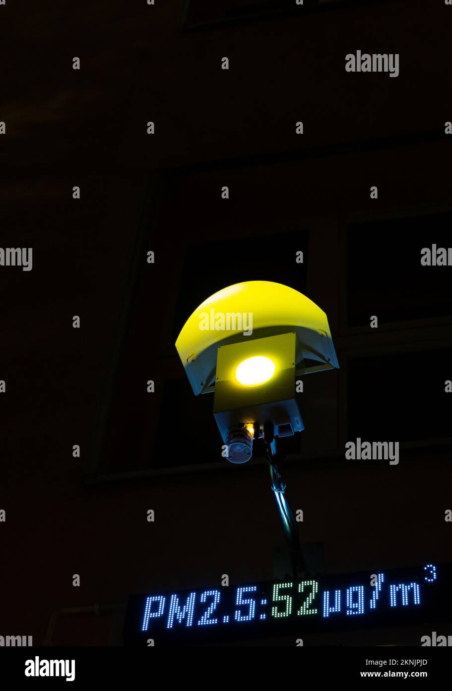 Air dust measurement station. Measurement of the smog and content of PM ...