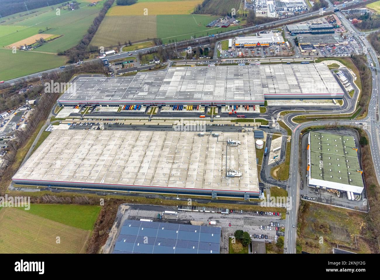 Aerial view, industrial park Unna / Kamen with P3 Logistic Parks in ...