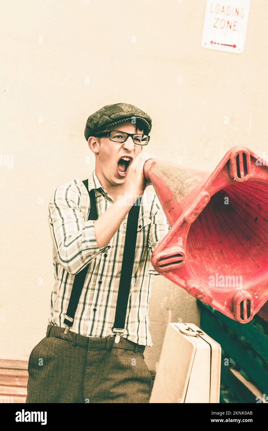 Shouting traffic cone hi-res stock photography and images - Alamy