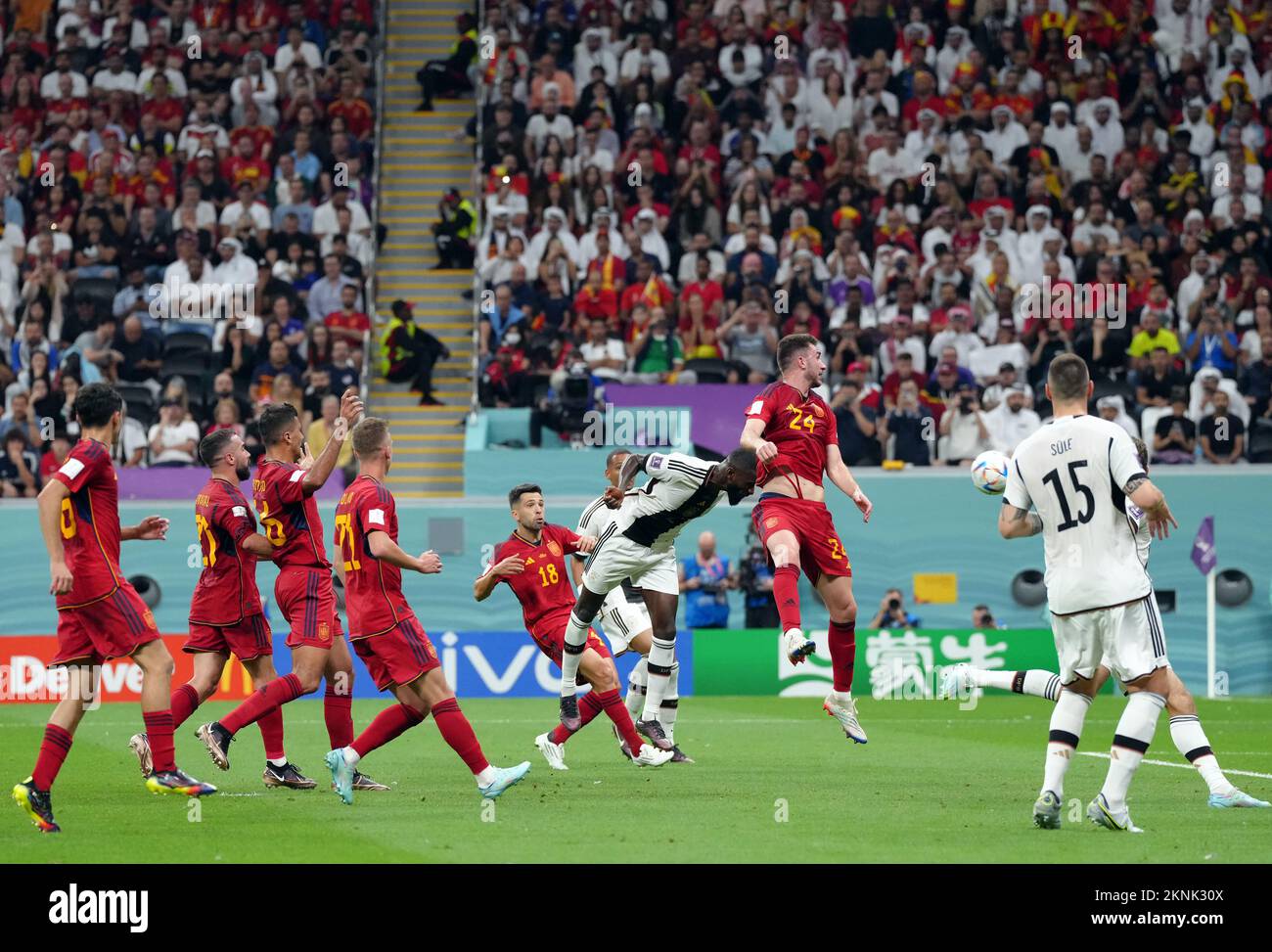 Germany's Antonio Rudiger scores a goal ruled offside by VAR during the ...