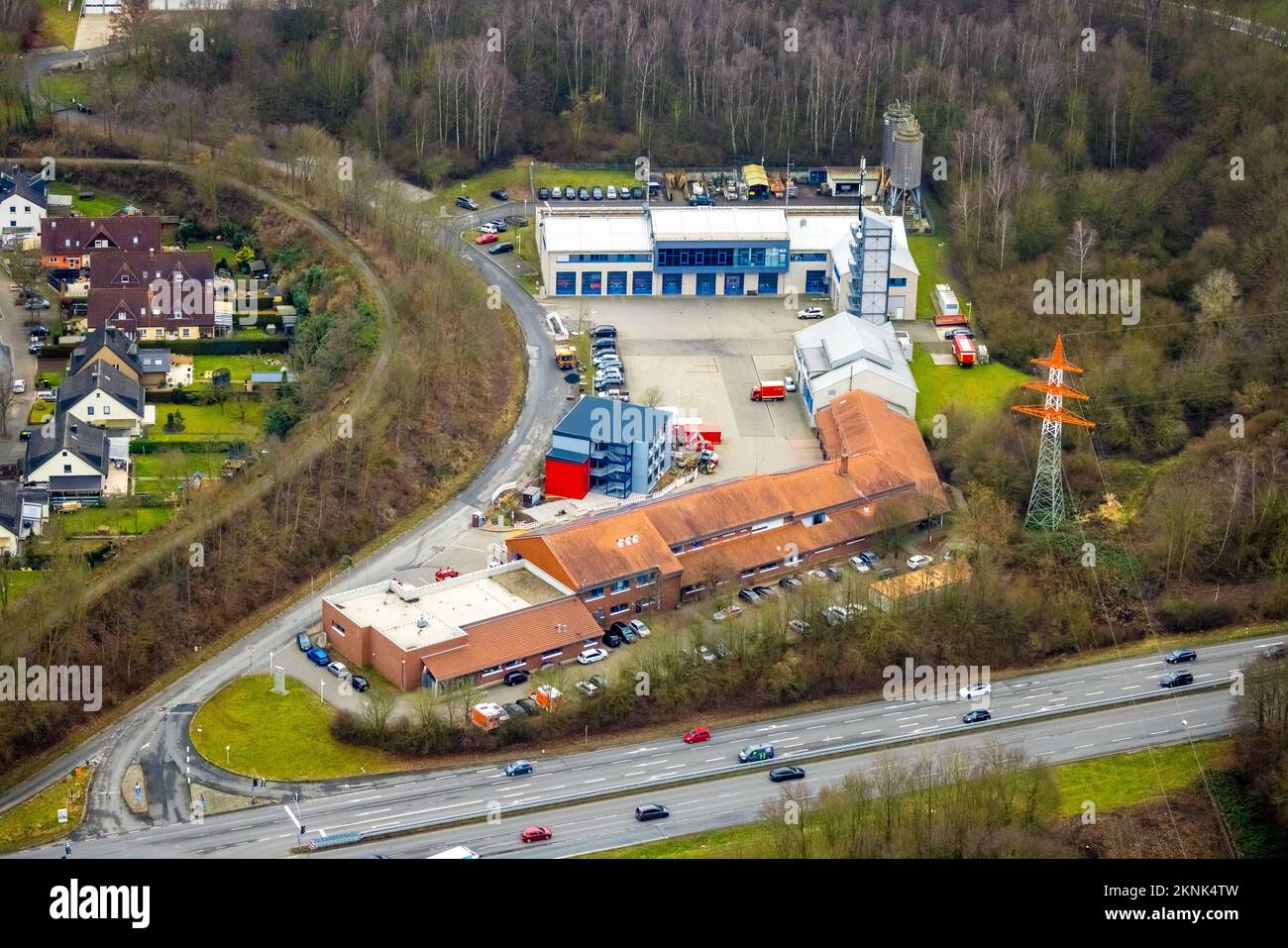 Aerial view, Unna Volunteer Fire Department Florianstraße in Massen ...