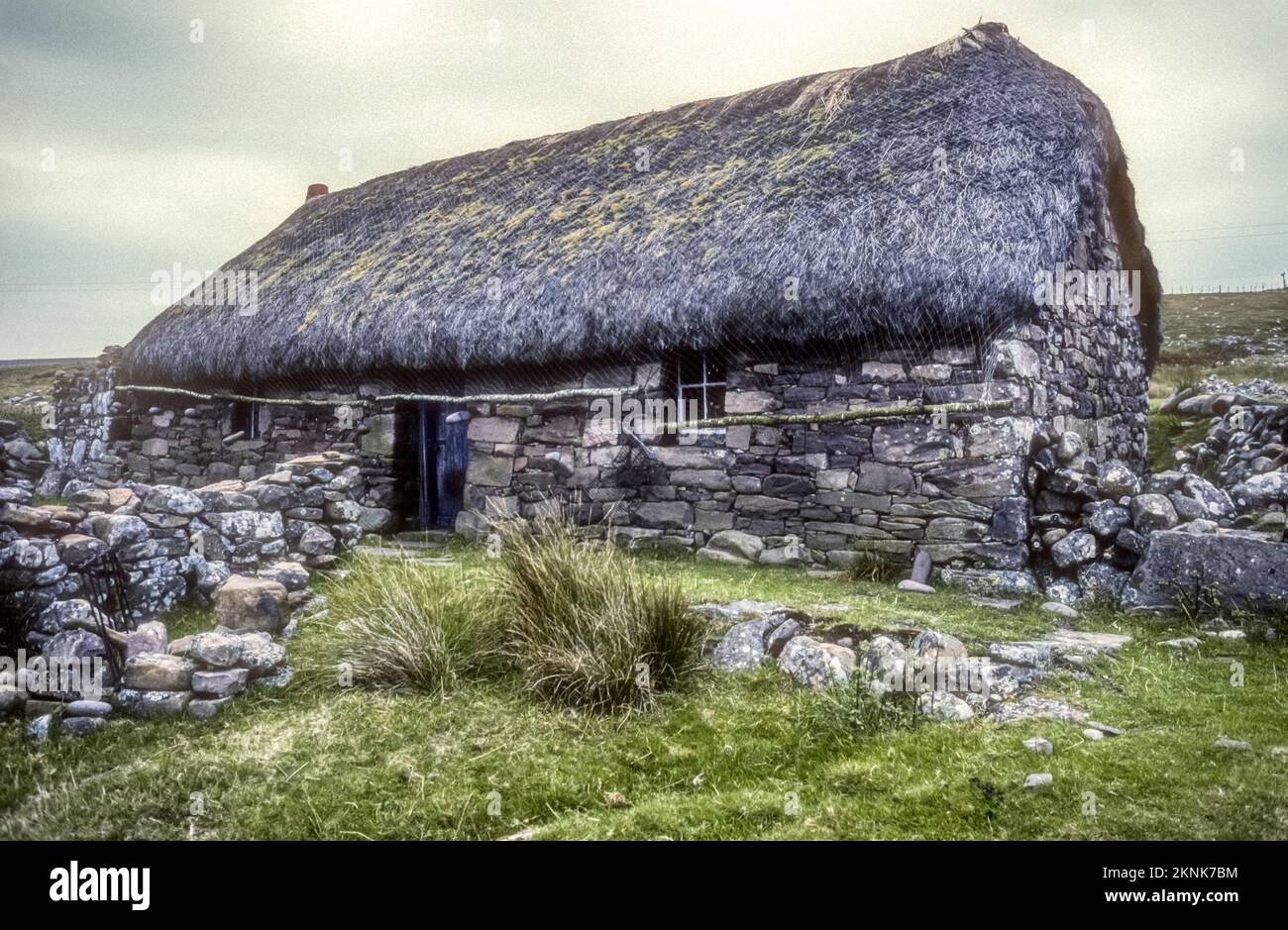 1990s archive photograph of the abandoned village of Lonbain on the ...