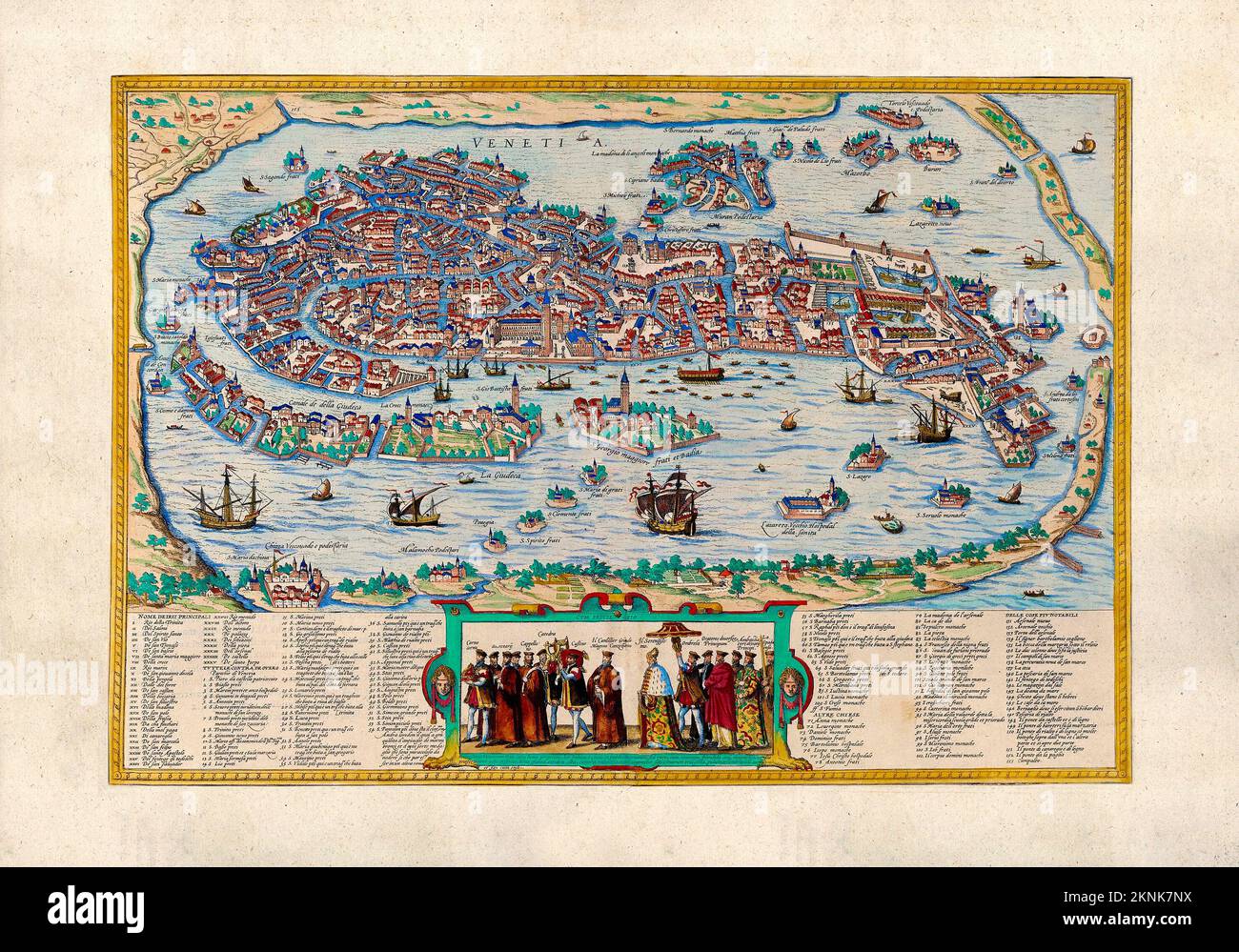 Vintage city plan of Venice and area around it from 17th century. Maps are beautifully hand ...