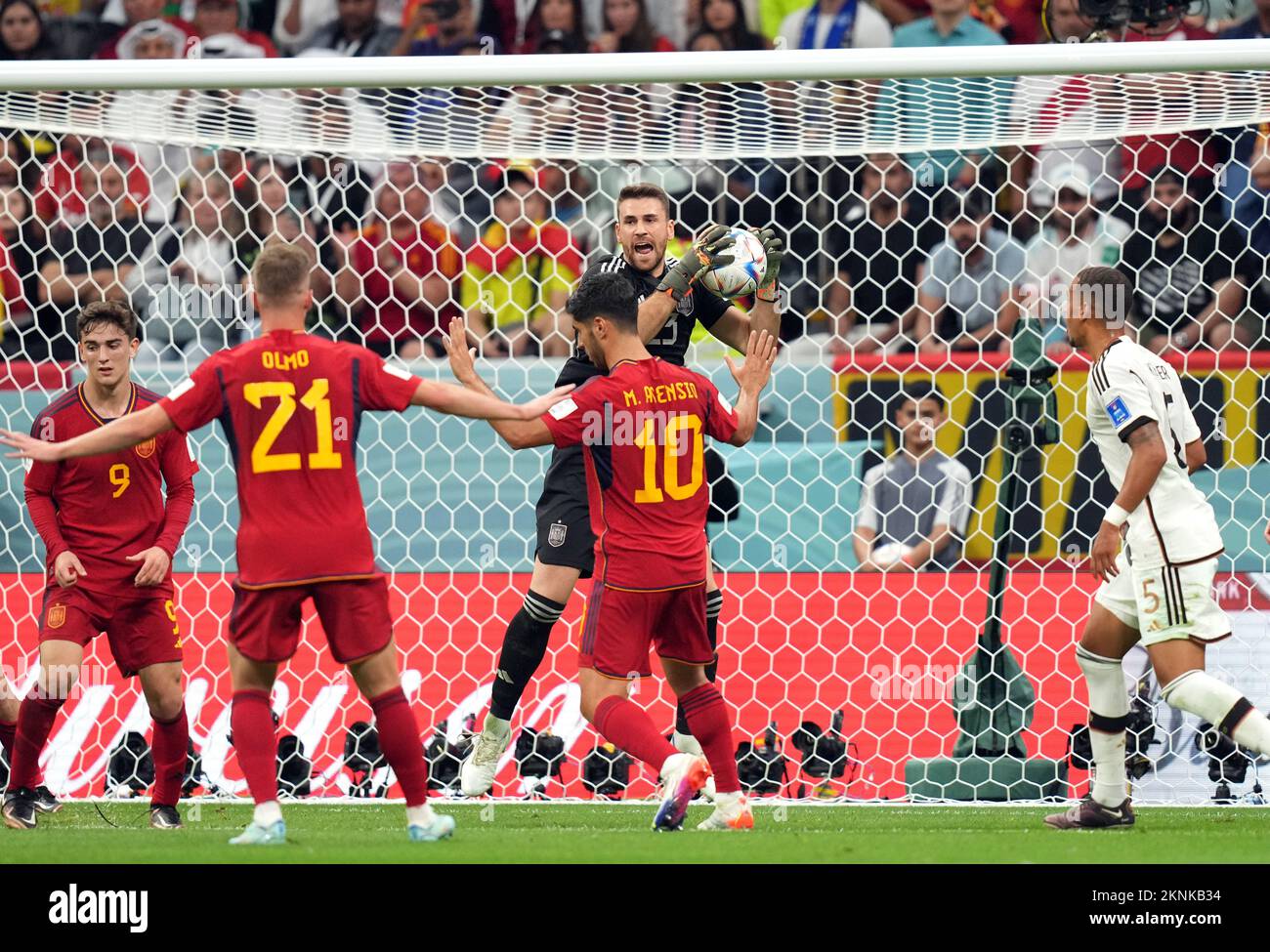 Spain goalkeeper Unai Simon collects the ball during the FIFA World Cup ...