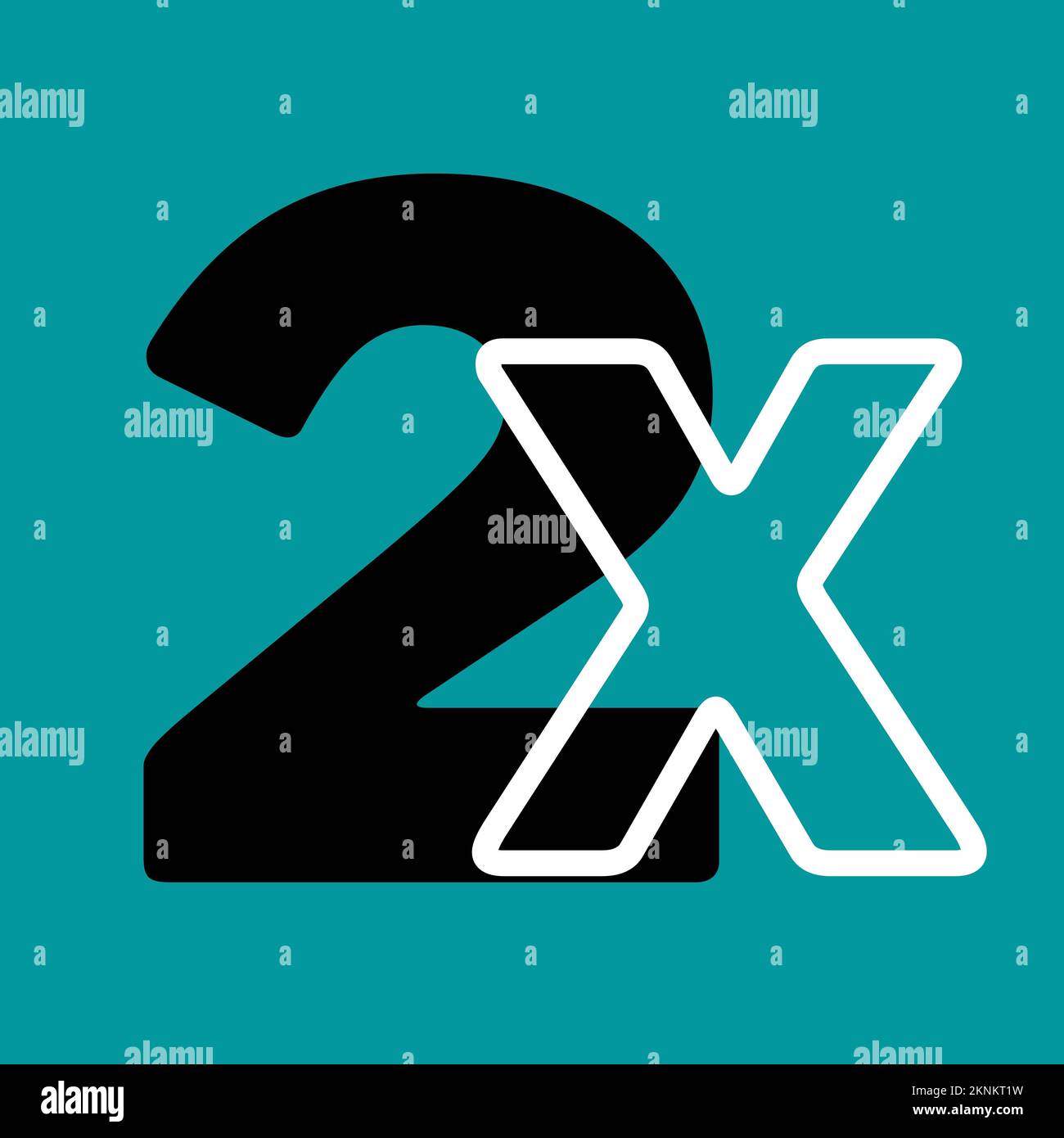 2x letter isolated on a collared background Stock Photo - Alamy