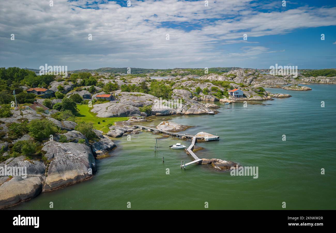 Aerial view of private jetty and boat on Köpstadsö Stock Photo - Alamy