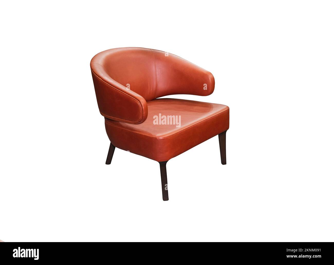 Comfortable red leather armchair on white background. Interior element ...