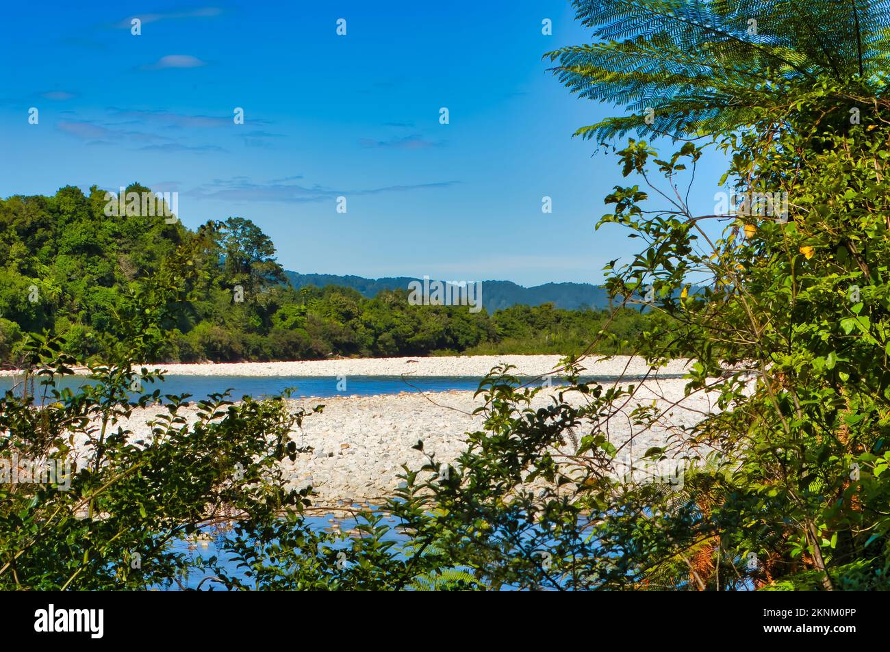 The Karamea River on the West Coast of South Island, New Zealand, flows ...