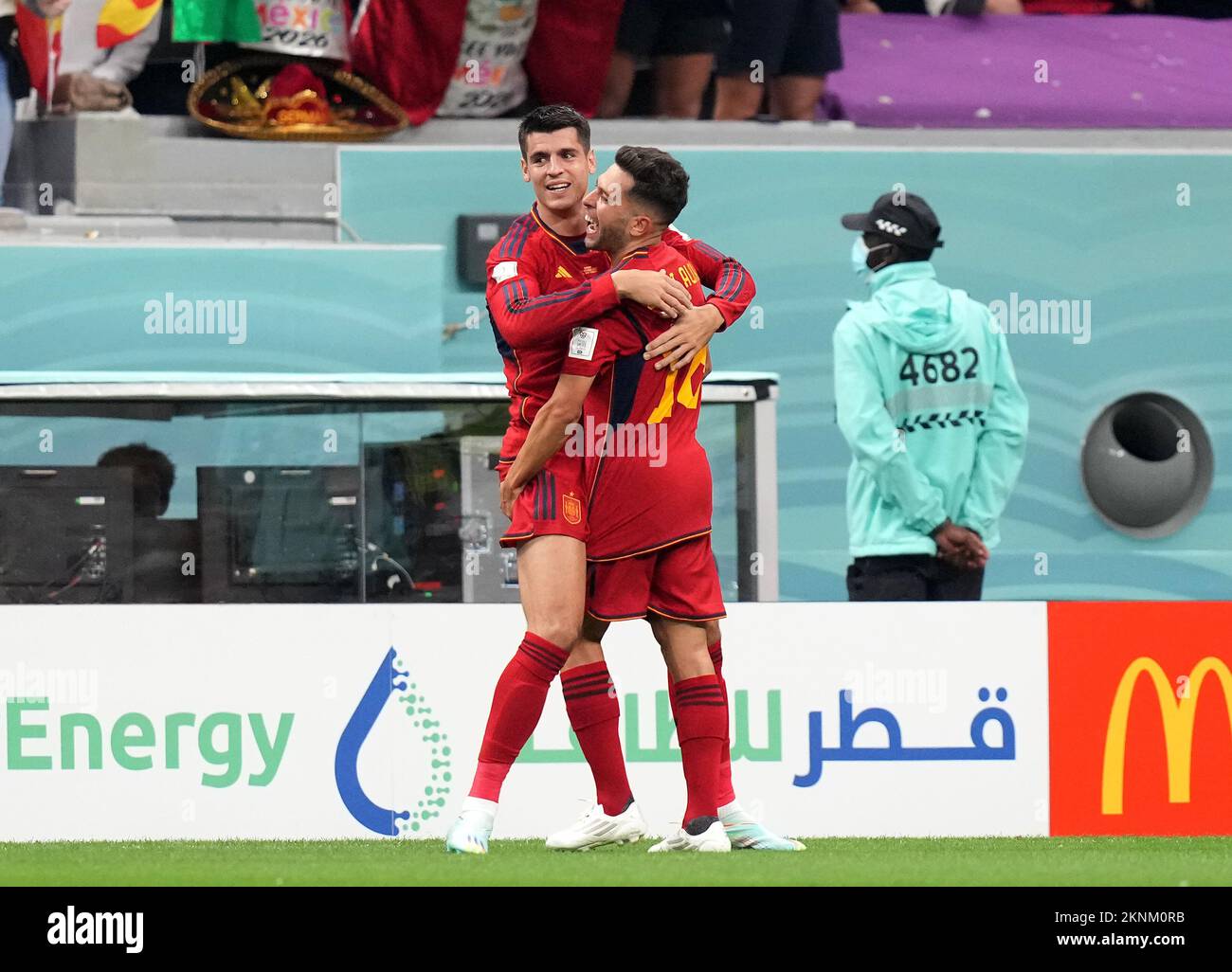 Spain's Alvaro Morata celebrates scoring their side's first goal of the ...