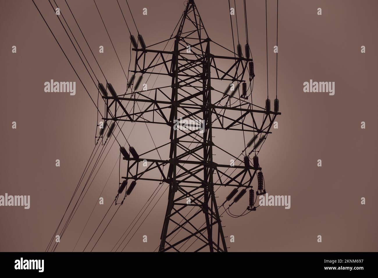 Power pylon. Fragment of electricity power tower Stock Photo - Alamy