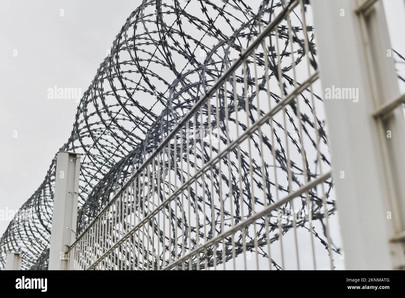 Fence with barbed wire at customs at europe Stock Photo - Alamy
