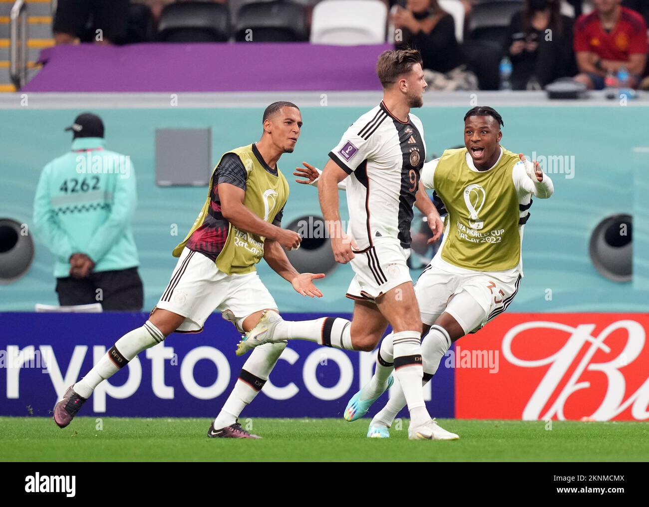 Germany's Niclas Fullkrug (centre) celebrates scoring their side's ...