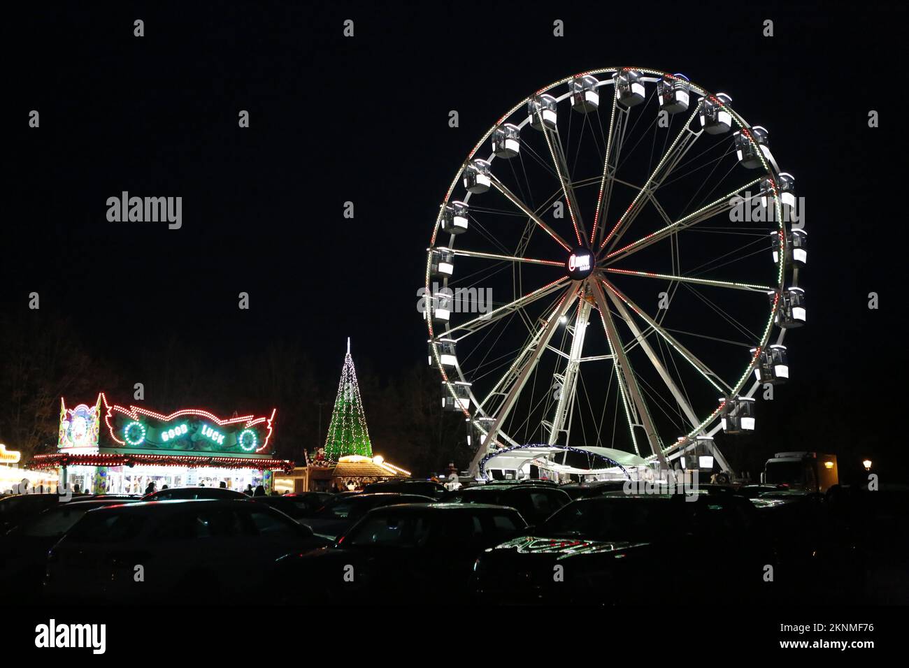 11/27/2022, Potsdam, Germany, Christmas market Blue lights In the ...