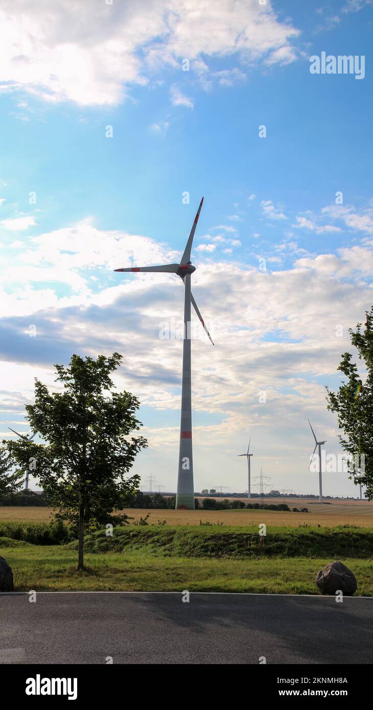 Wind turbines in Germany. Wind farm. Green electricity production Stock ...