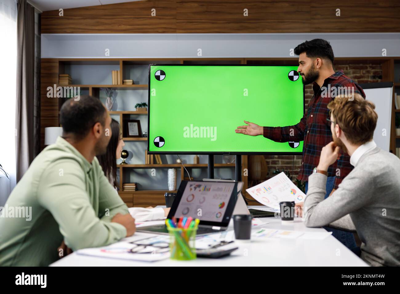 Marketing strategy analysis, stock market trading or corporate teamwork ...