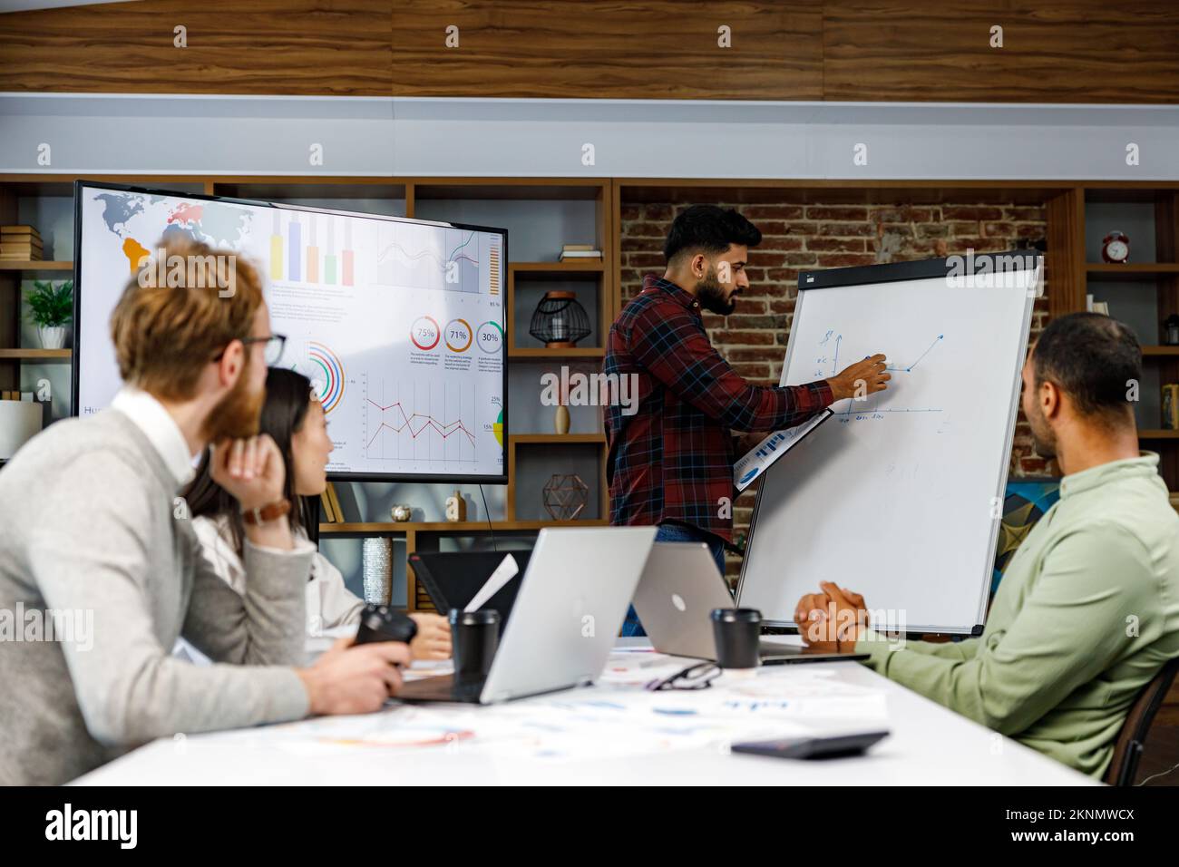 Motivated Indian guy team leader explains company development strategy ...
