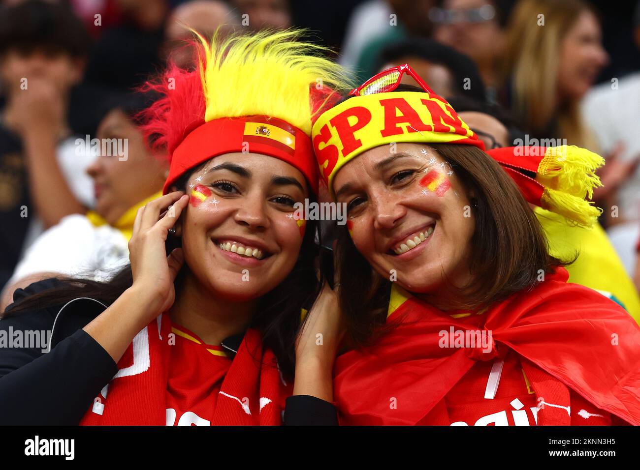 Doha, Qatar. 27th Nov, 2022. Spain fans look on during the 2022 FIFA ...