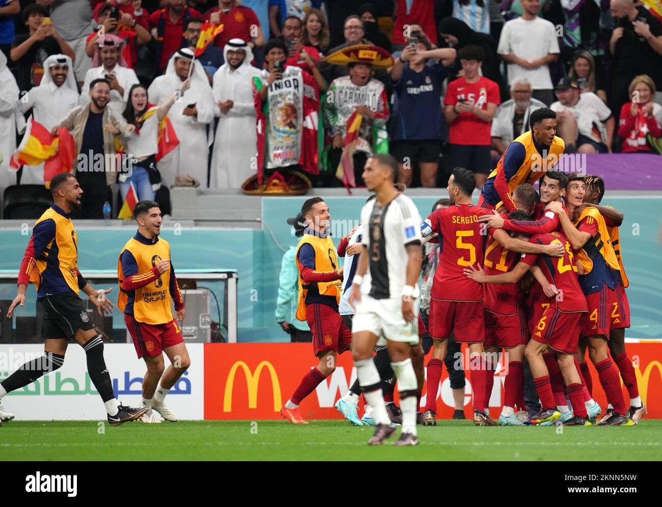 Spain's Alvaro Morata celebrates scoring their side's first goal of the ...