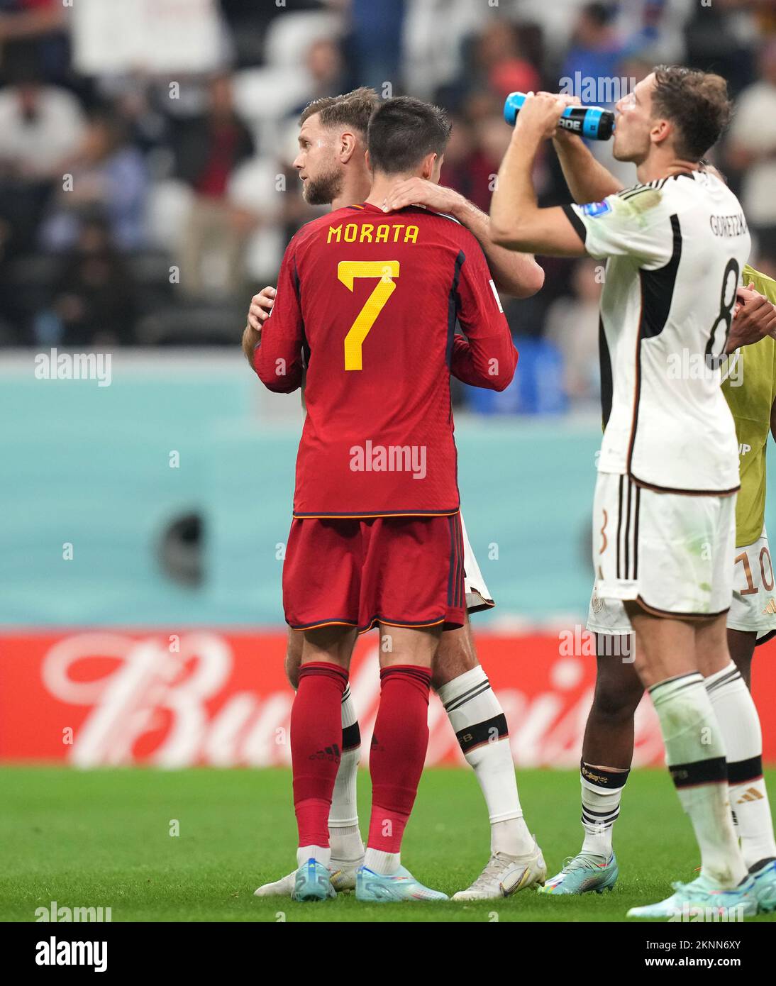 Spain's Alvaro Morata and Germany's Niclas Fullkrug embrace following ...