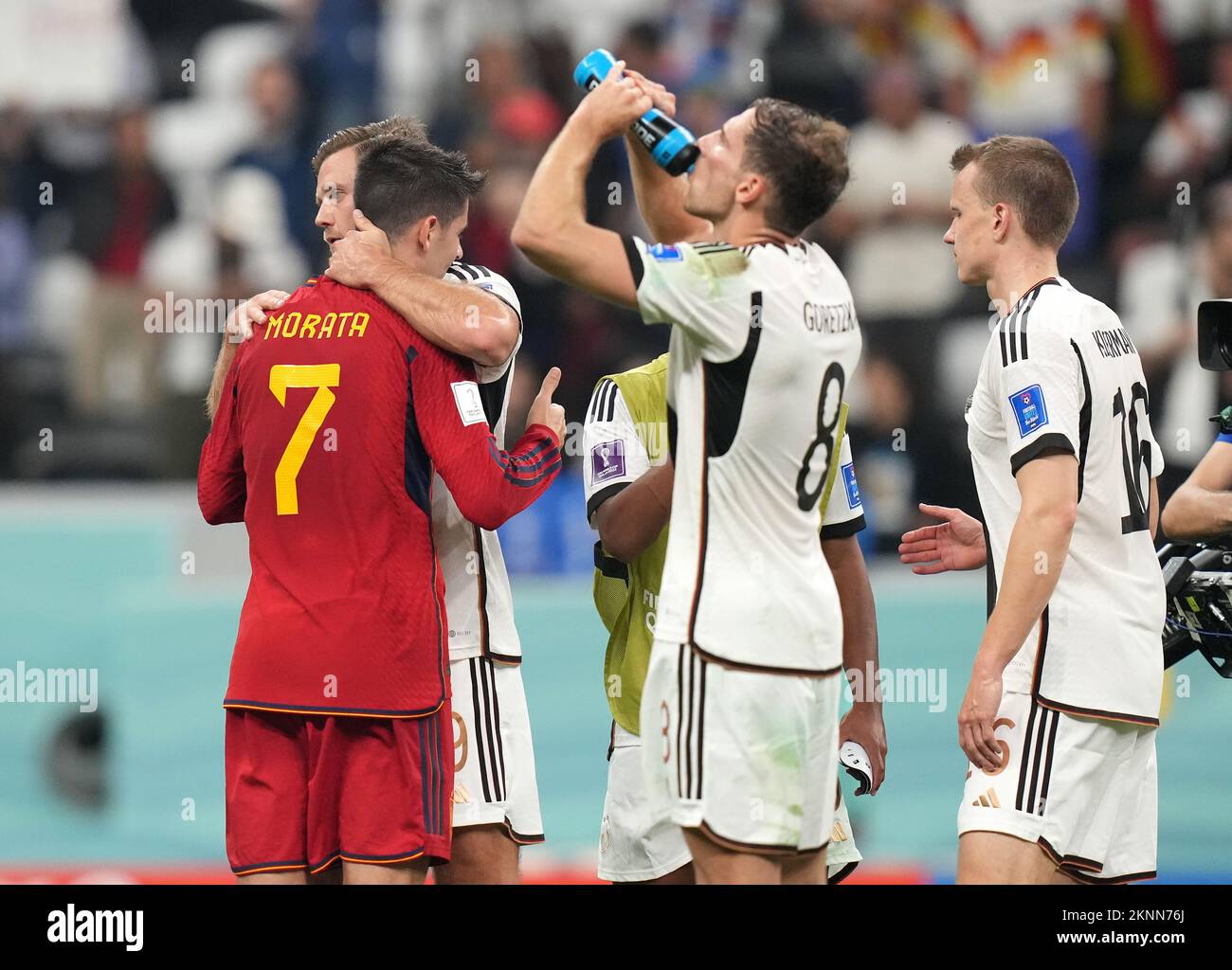 Spain's Alvaro Morata and Germany's Niclas Fullkrug embrace following ...
