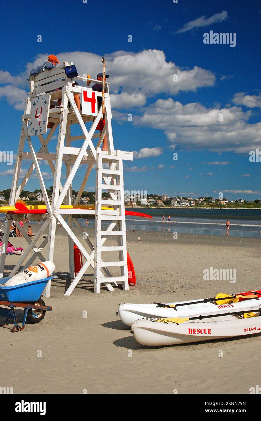 Lifeguards stand vigilant on Easton's Beach in Newport, Rhode Island ...