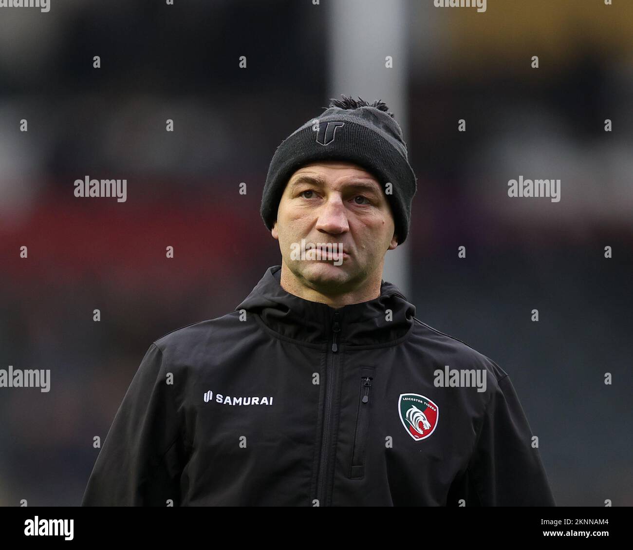 Leicester Tigers Head Coach Steve Borthwick during the pre-match warm ...