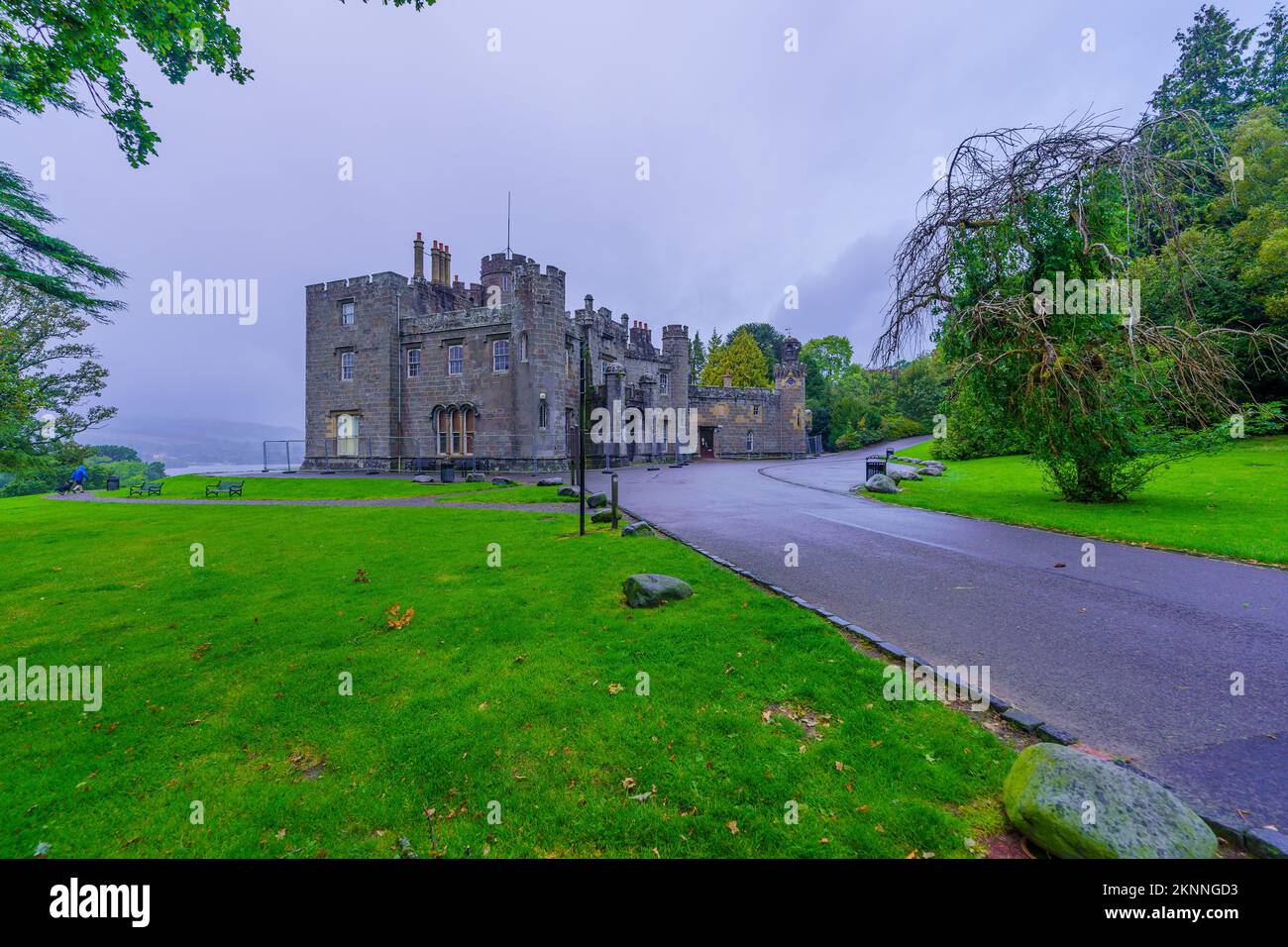 View of the Balloch Castle and Country Park on a cloudy day, Loch ...