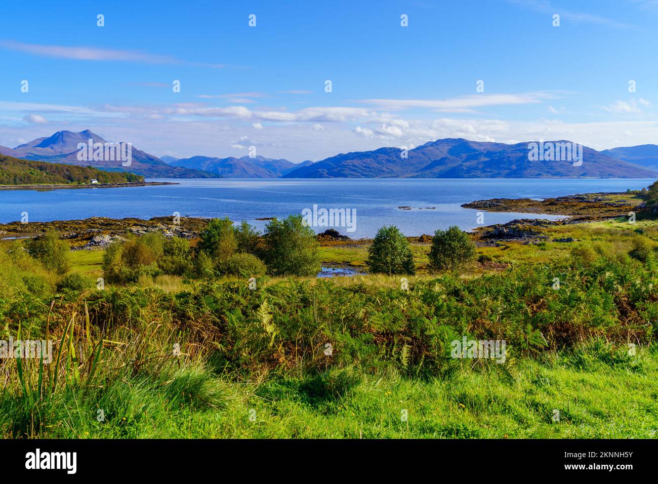 View of coastal landscape, in the Isle of Skye, Inner Hebrides ...