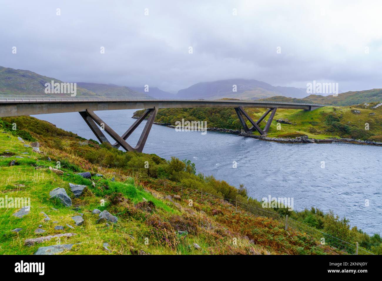 View of the Kylesku Bridge, in the Northwest Highlands, Scotland, UK ...