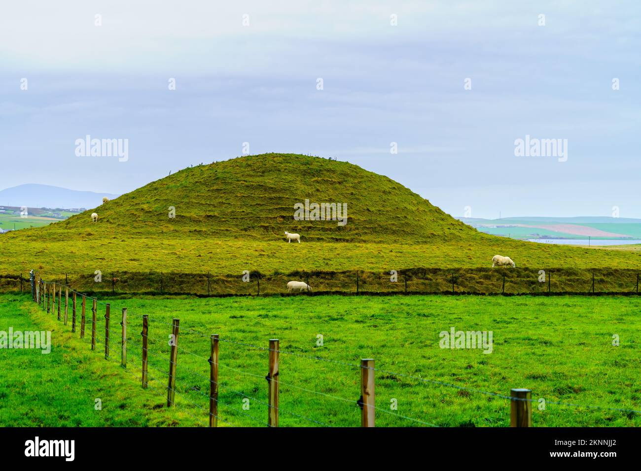 View of the Maeshowe, Neolithic chambered cairn and passage grave ...