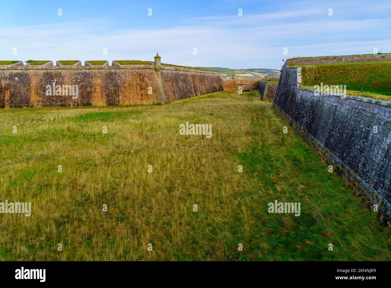 View of the moat of Fort George historic fortress, in the Highlands ...