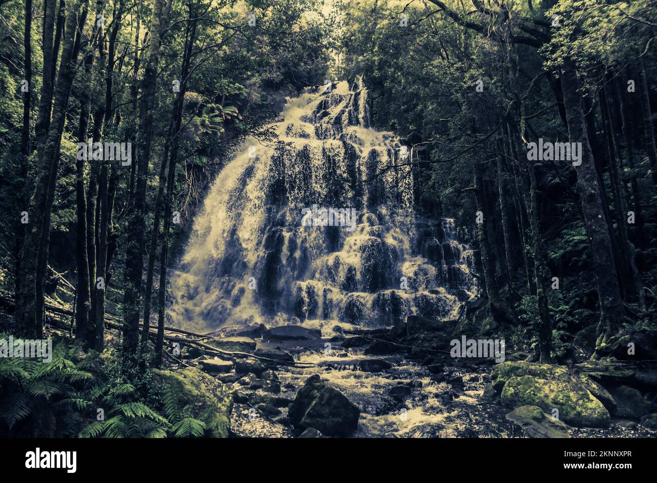 Fine art waterfall landscape on a gushing fall of natural wonder ...