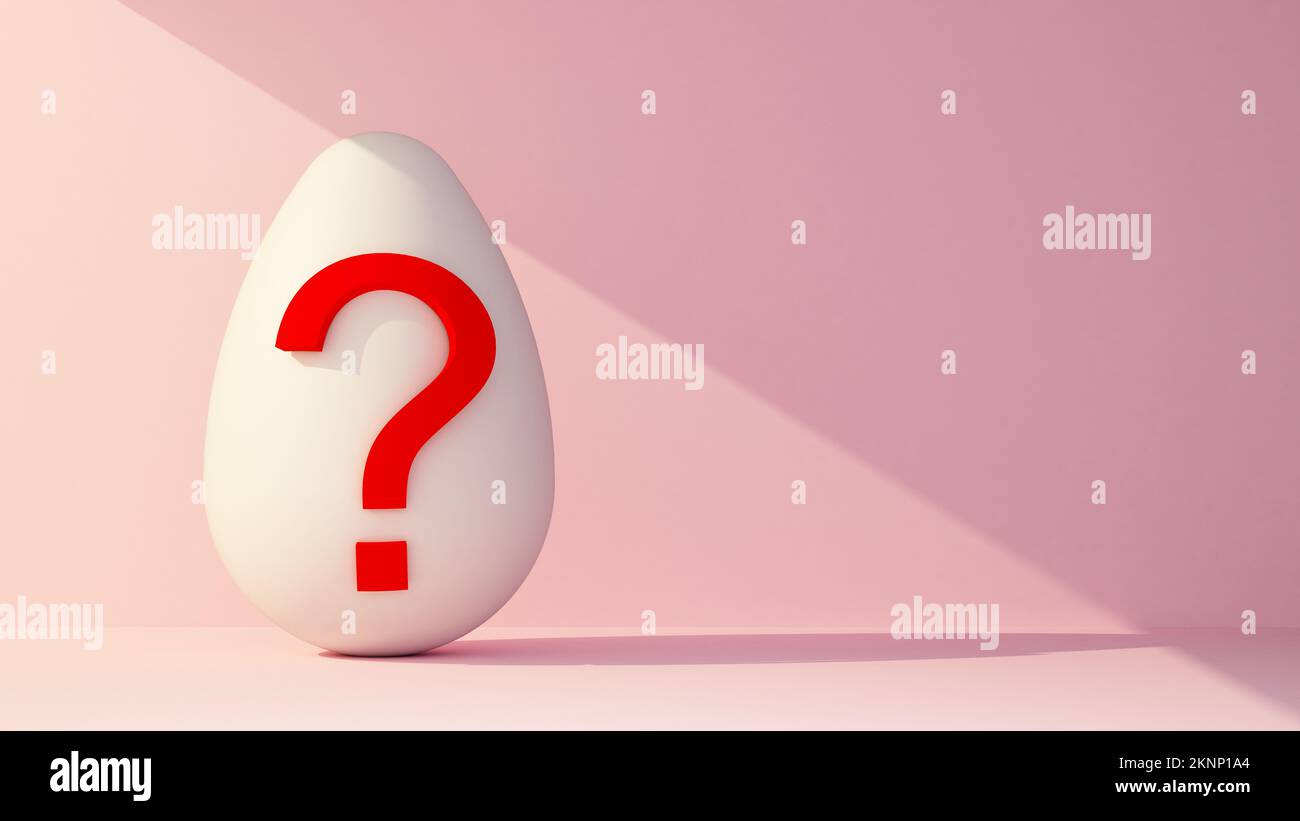 chicken egg with a question mark. 3d rendering Stock Photo - Alamy