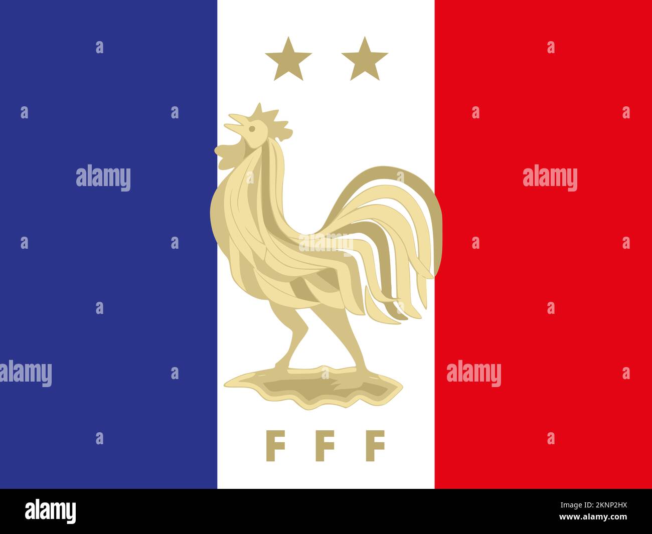 Emblem of the football federation of France on the french flag ...