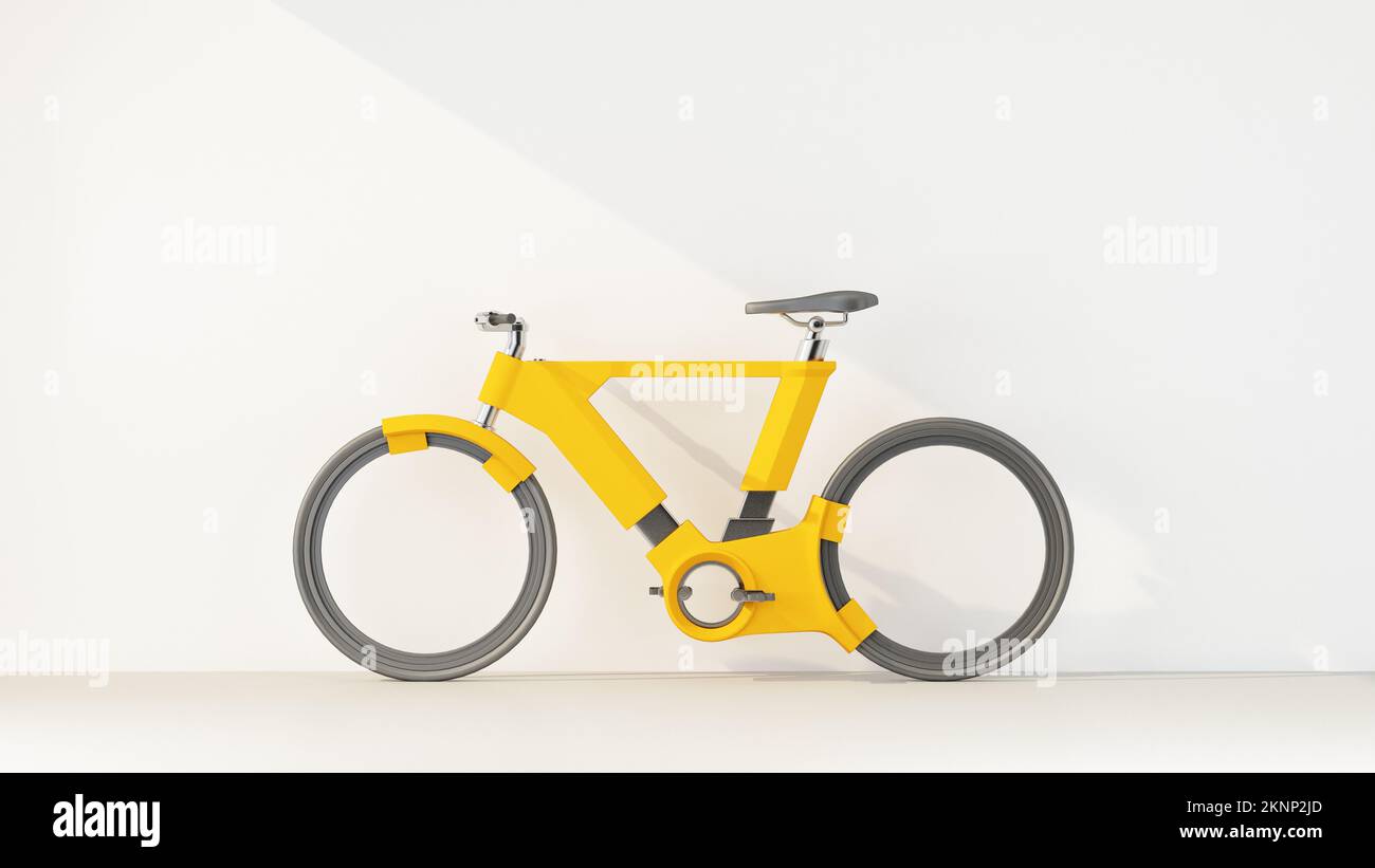 futuristic bicycle without spokes side view. 3d rendering Stock Photo ...