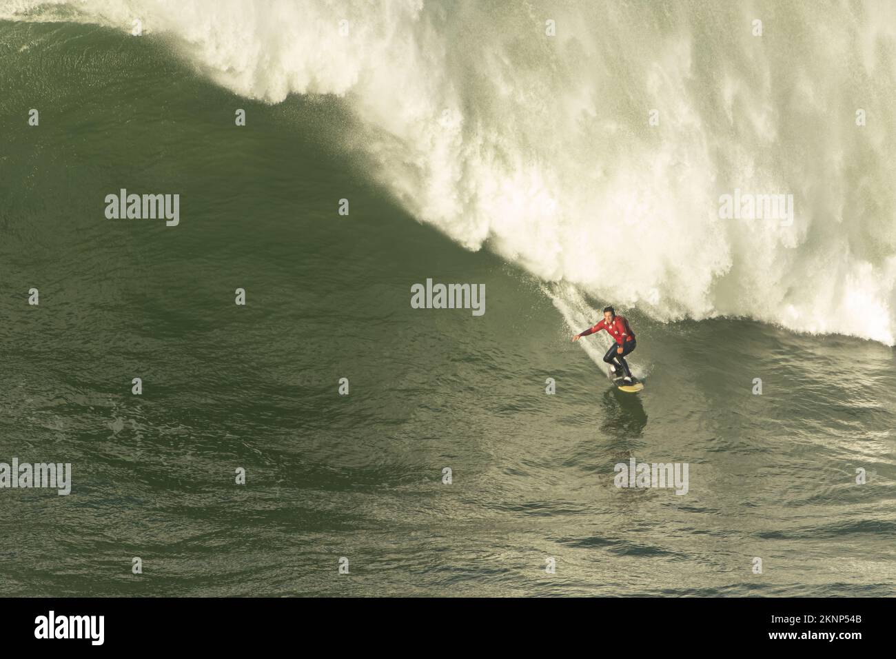 Tow-in Surf or Big Wave Surf at Praia do Norte, Nazaré, Portugal Stock ...