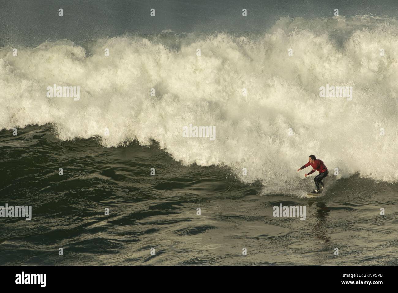 Tow-in Surf or Big Wave Surf at Praia do Norte, Nazaré, Portugal Stock ...