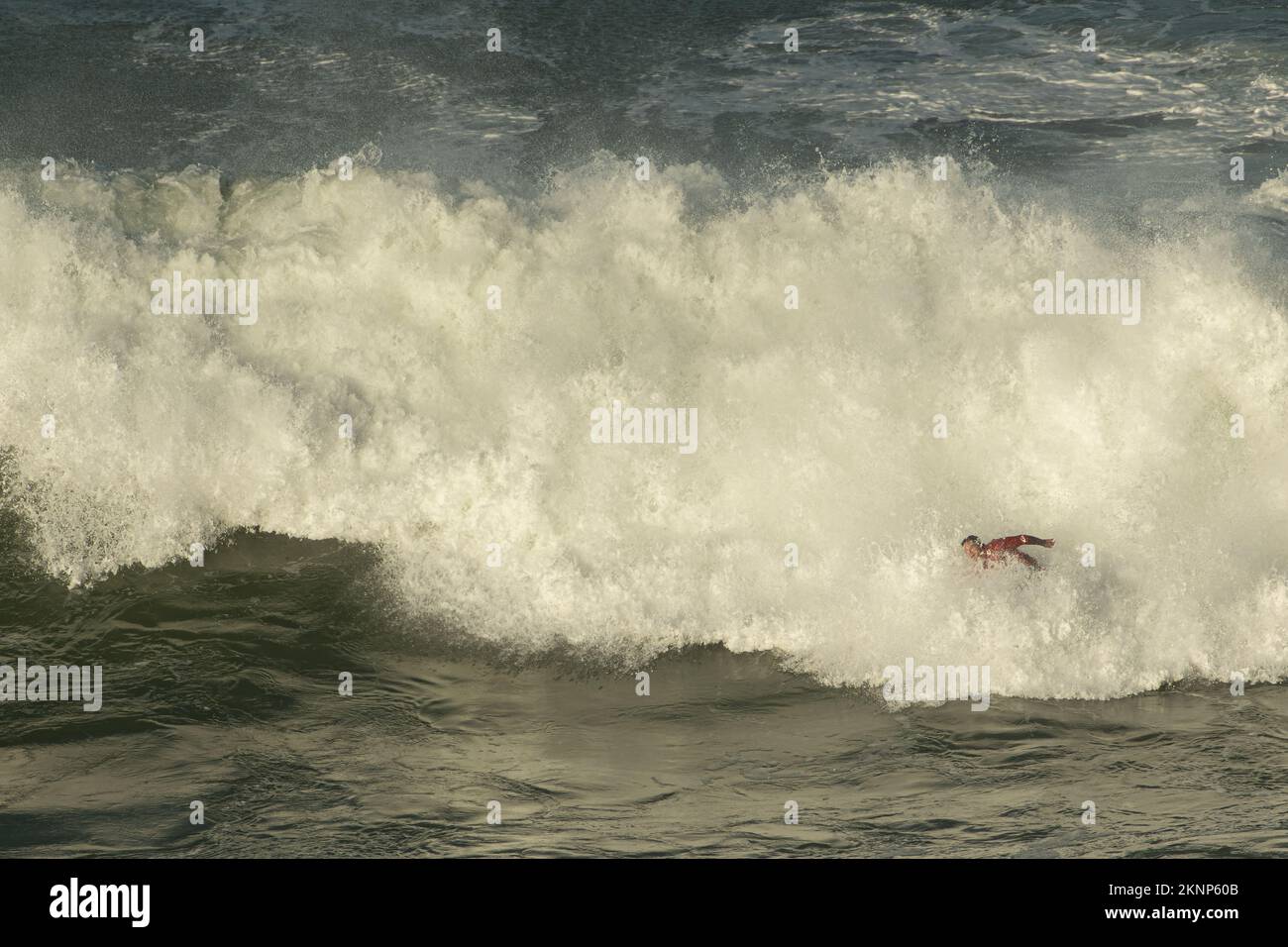 Tow-in Surf or Big Wave Surf at Praia do Norte, Nazaré, Portugal Stock ...