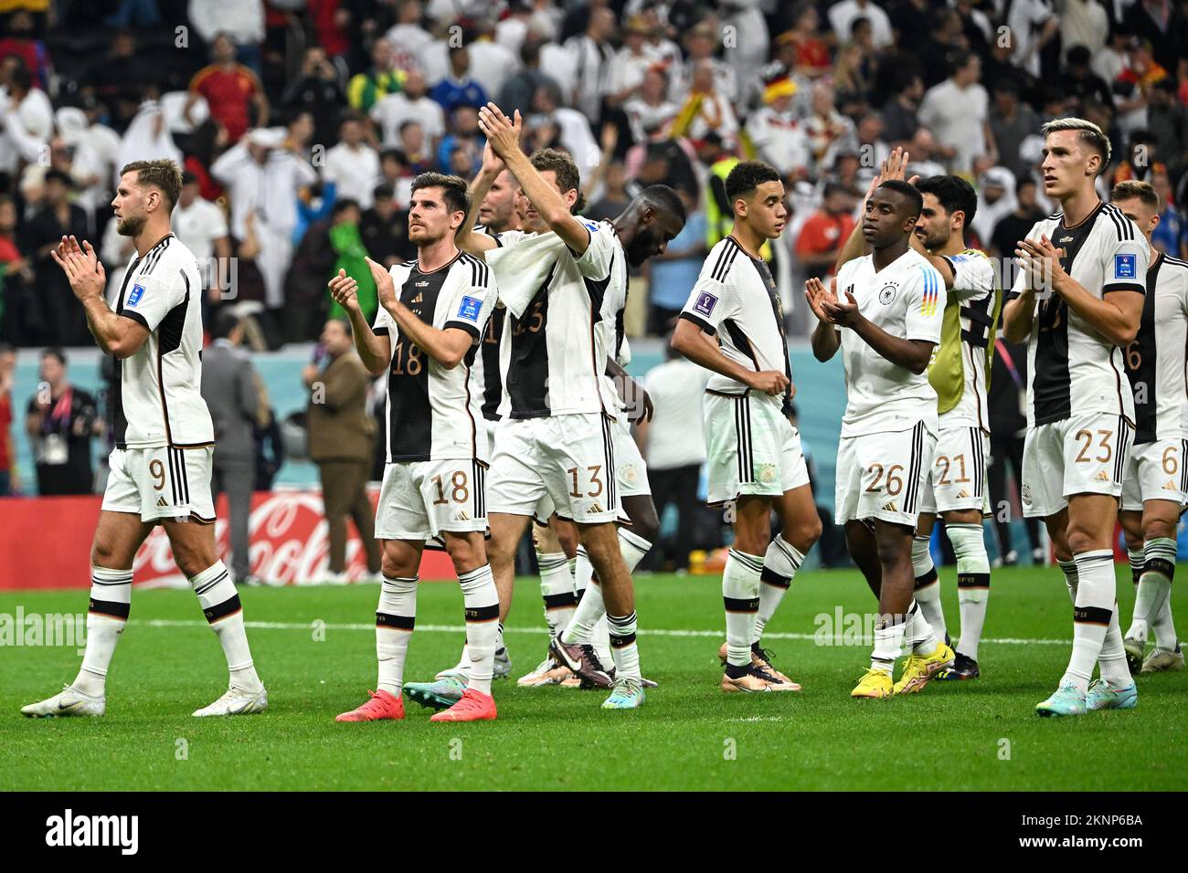 Al Khor, Qatar. 27th Nov, 2022. Players of Germany greets the ...