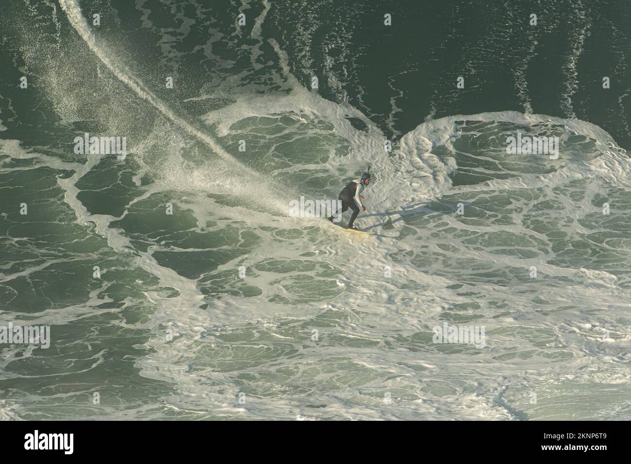 Tow-in Surf or Big Wave Surf at Praia do Norte, Nazaré, Portugal Stock ...