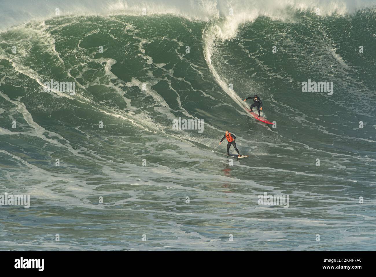 Tow-in Surf or Big Wave Surf at Praia do Norte, Nazaré, Portugal Stock ...