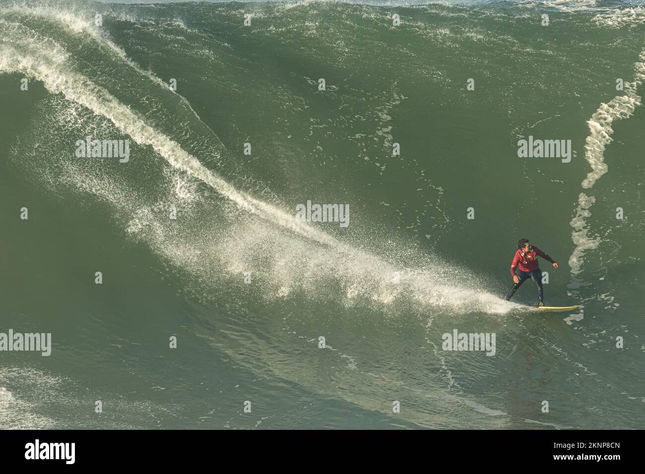 Tow-in Surf or Big Wave Surf at Praia do Norte, Nazaré, Portugal Stock ...