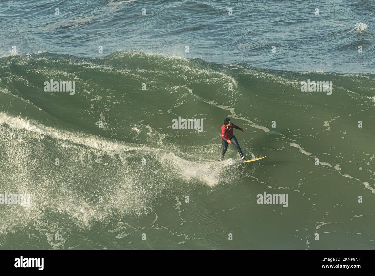 Tow-in Surf or Big Wave Surf at Praia do Norte, Nazaré, Portugal Stock ...