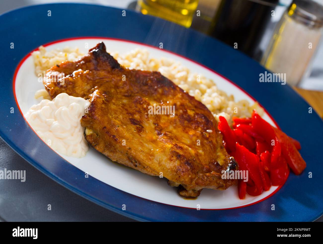 Beef steak with pearl barley Stock Photo - Alamy