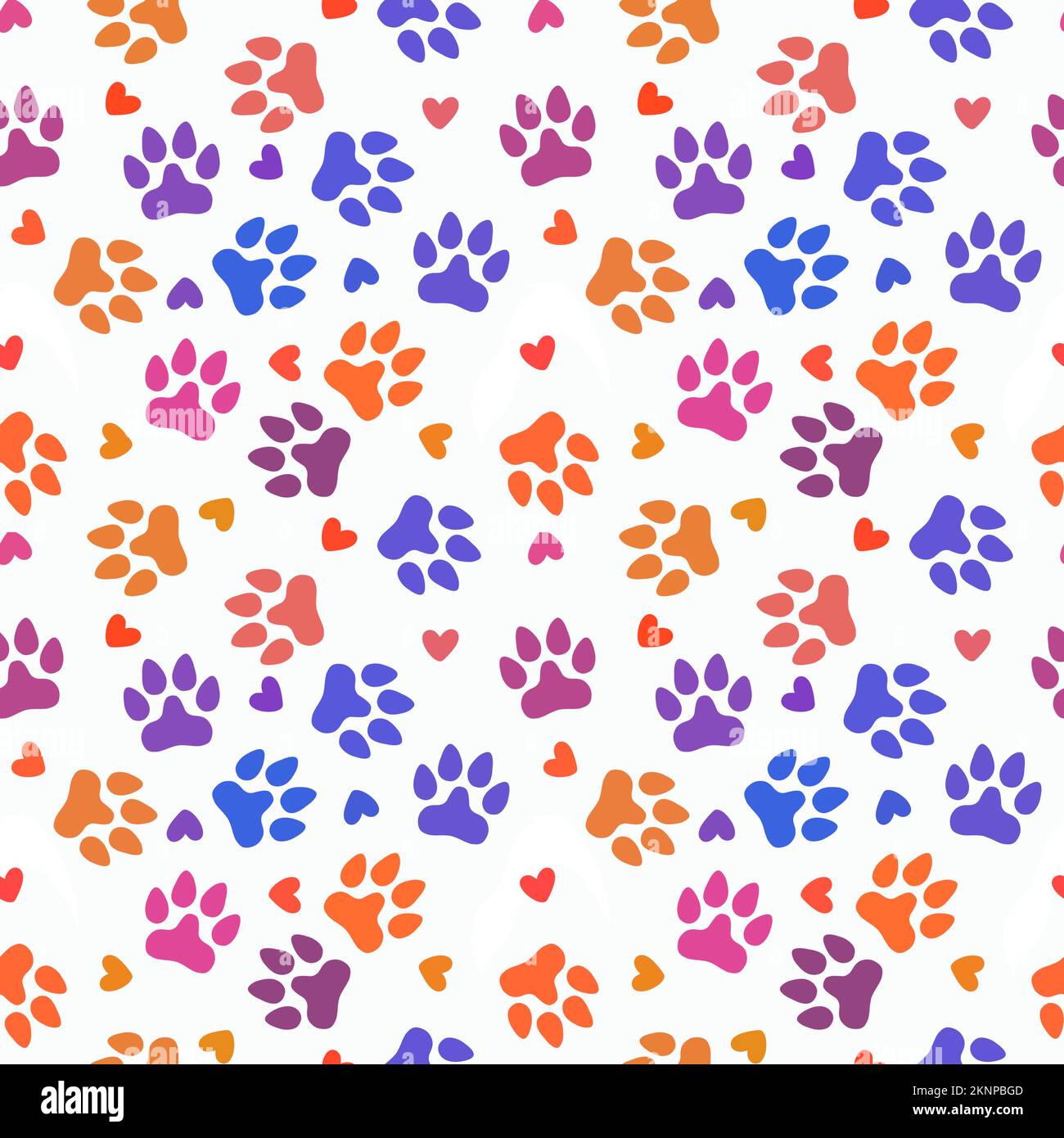 Cartoon animals seamless footprints dog cat pattern for wrapping paper ...