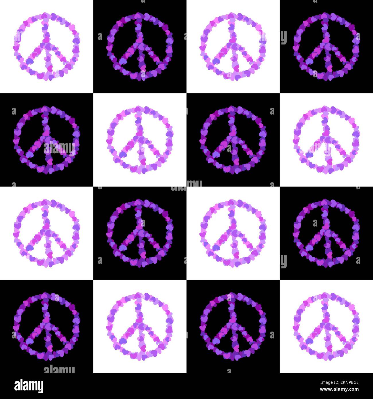 Valentines hearts seamless peace sign pattern for wrapping paper and ...