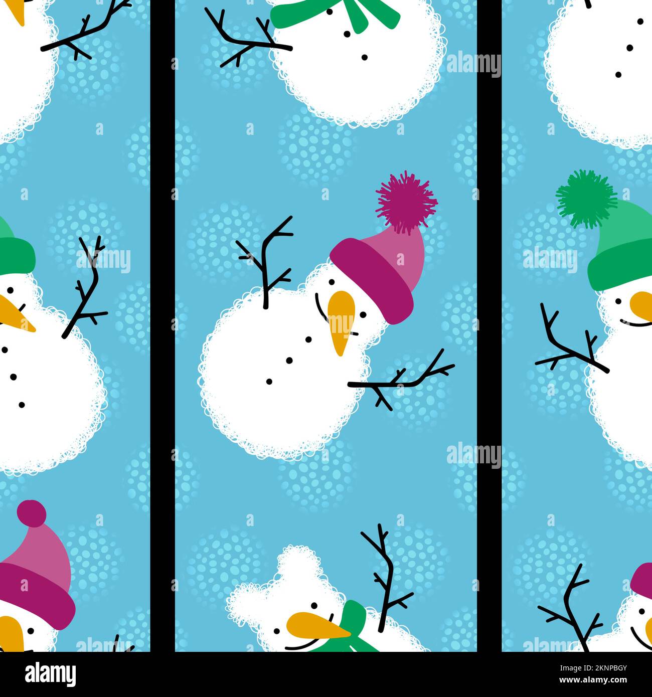 Winter seamless snowman and snowflakes pattern for Christmas wrapping ...